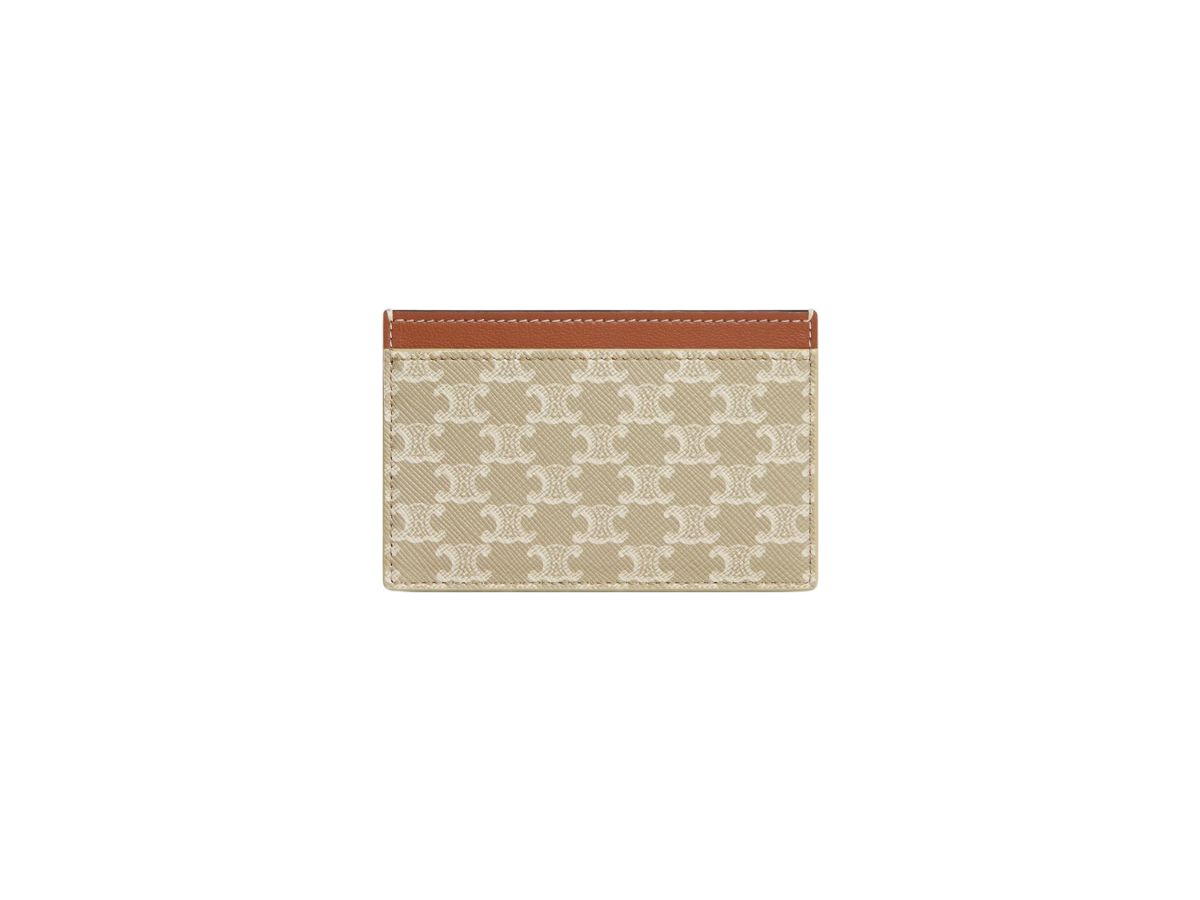Celine Card Holder In Triomphe Canvas With Celine Print Grege