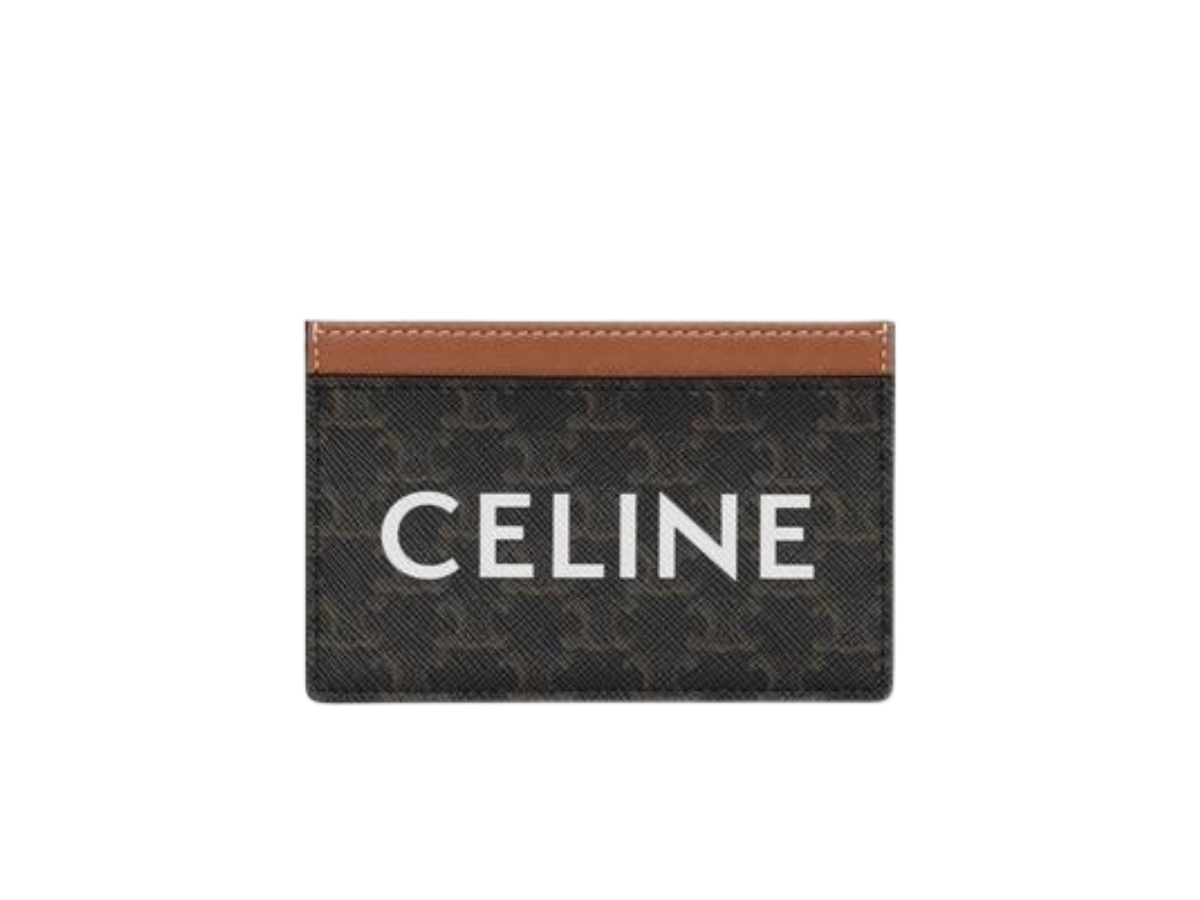 Celine Card Holder In Triomphe Canvas With Gold Finishing Hardware Tan