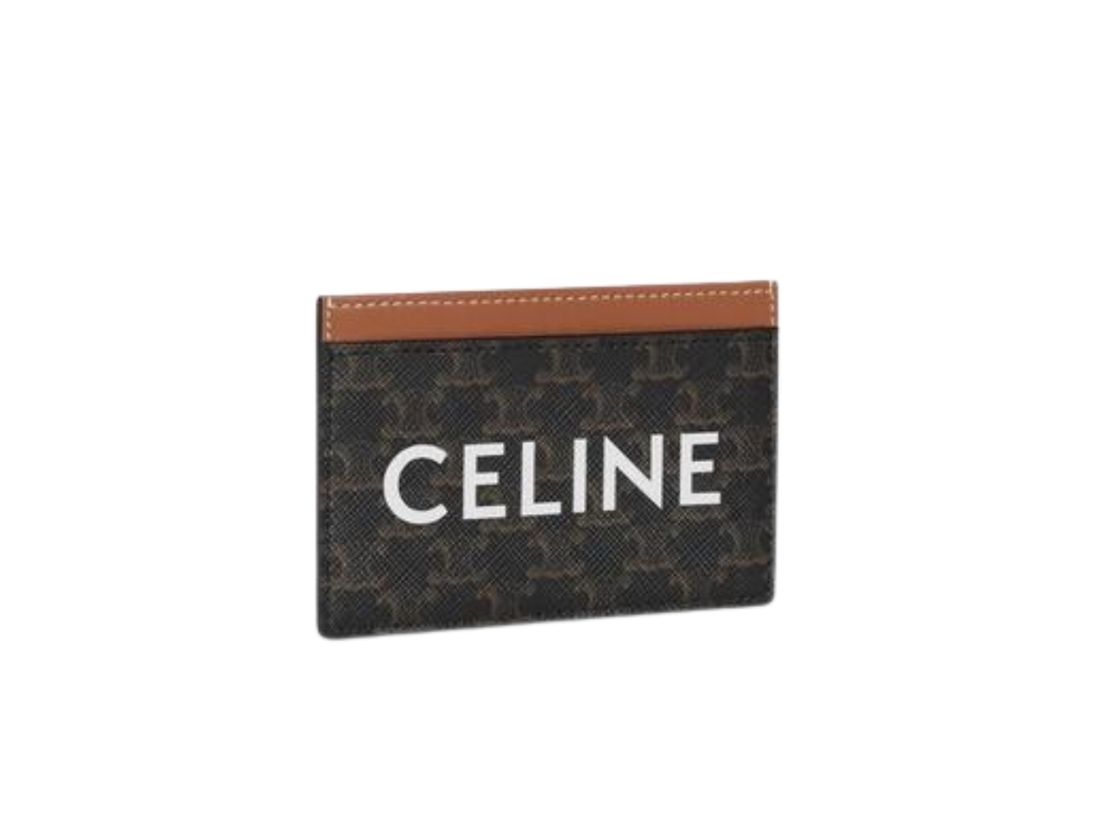 Celine Card Holder In Triomphe Canvas With Gold Finishing Hardware Tan
