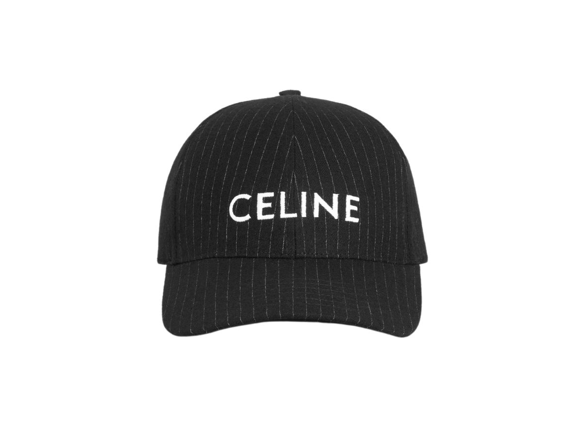 Celine Baseball Cap In Striped Flannel Noir-Craie | ของแท้