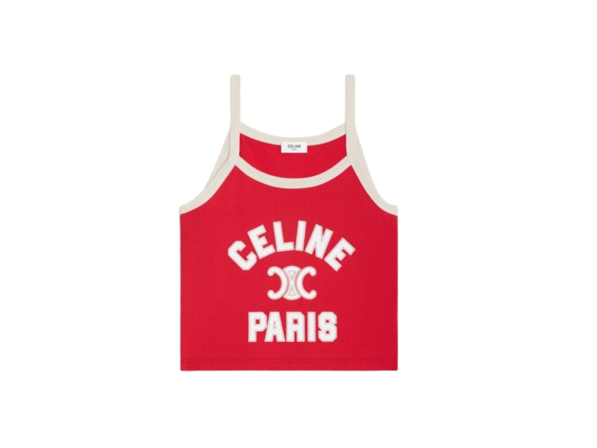 Celine Paris Tank Top In Cotton Jersey Rouge Intense Cream