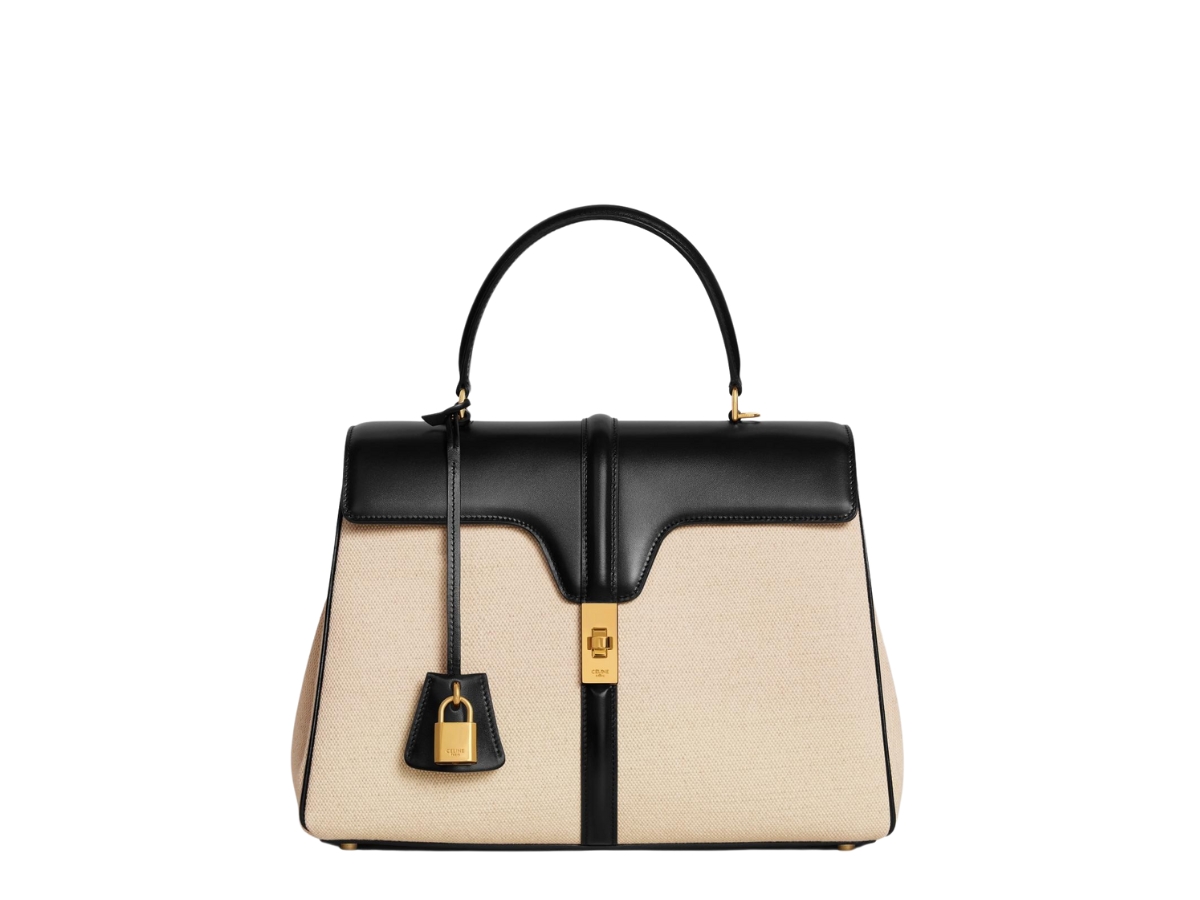 Celine Classique 16 Bag In Textile And Calfskin With Gold Inner Central ...