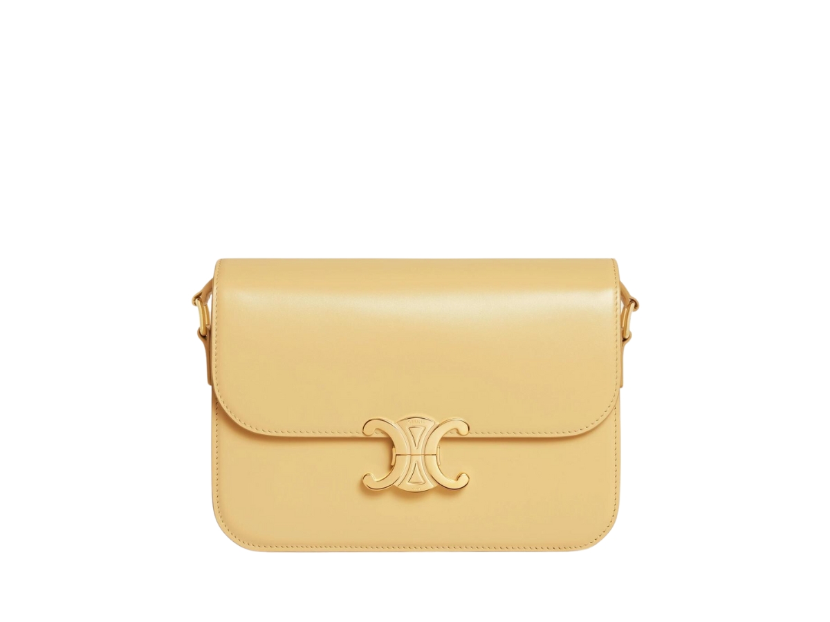 Celine Classique Triomphe Bag In Shiny Calfskin With Gold Finishing Pollen