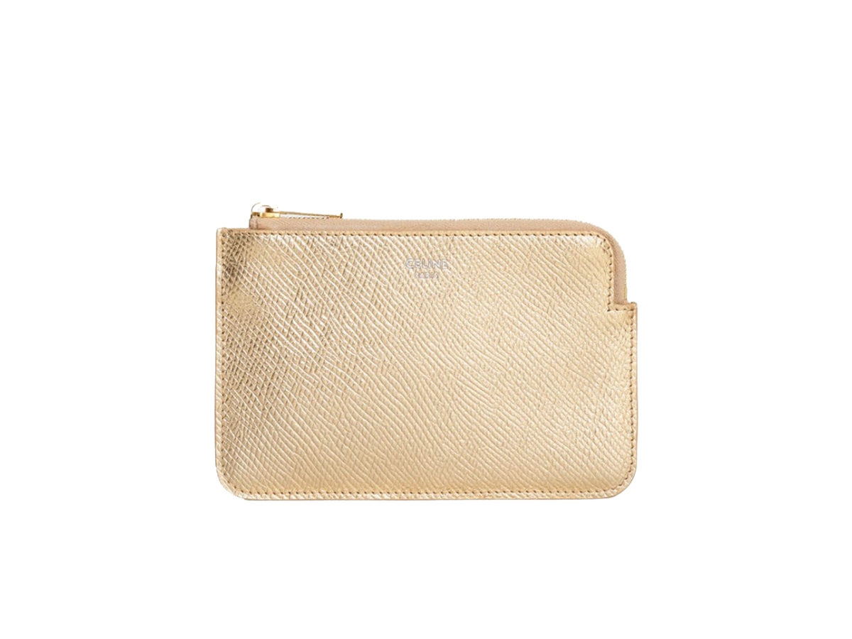 Celine Coin And Card Pouch In Leather With Gold Finishing Gold
