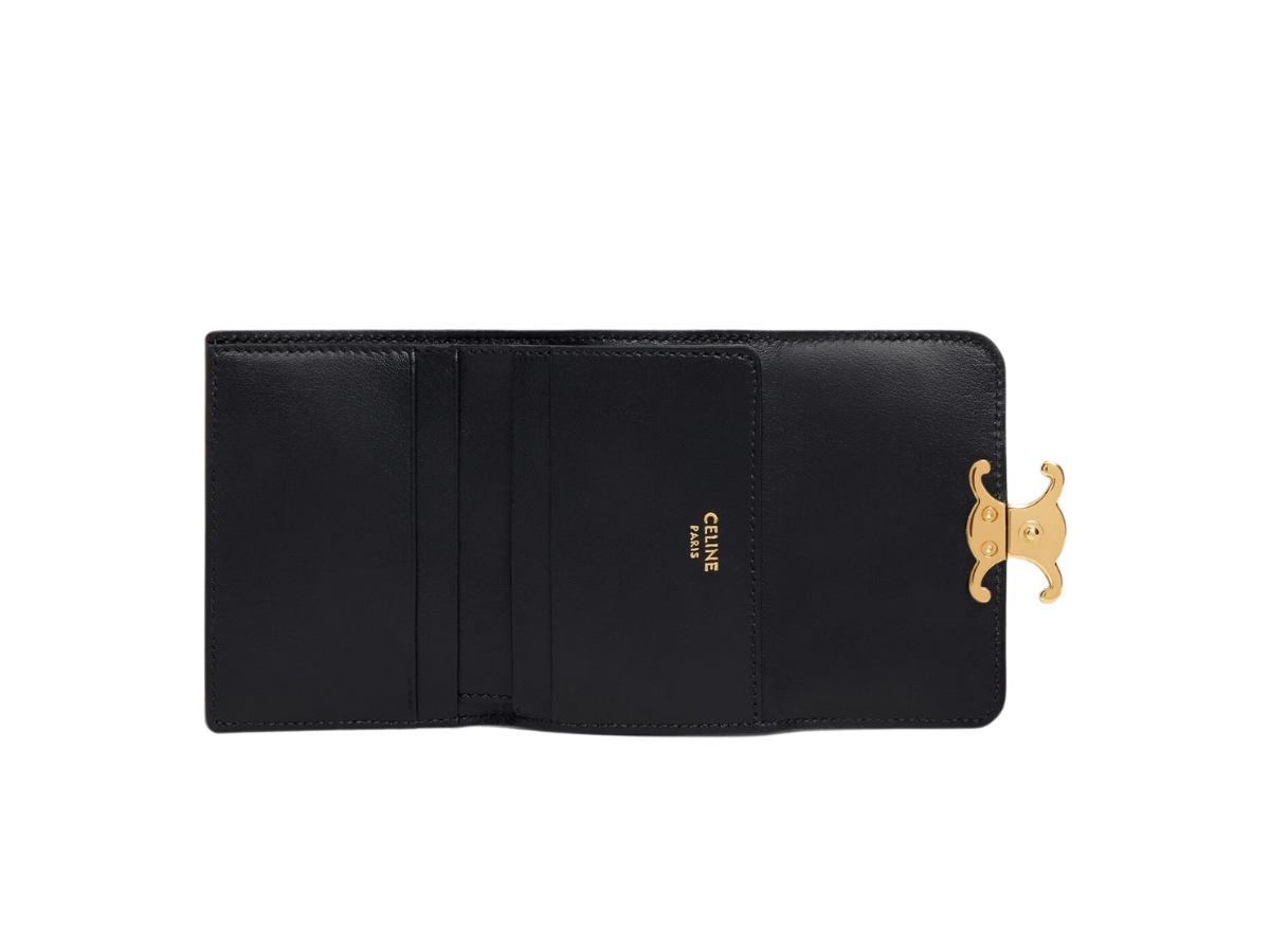 Celine Compact Wallet With Coin Triomphe In Shiny Calfskin With Gold ...