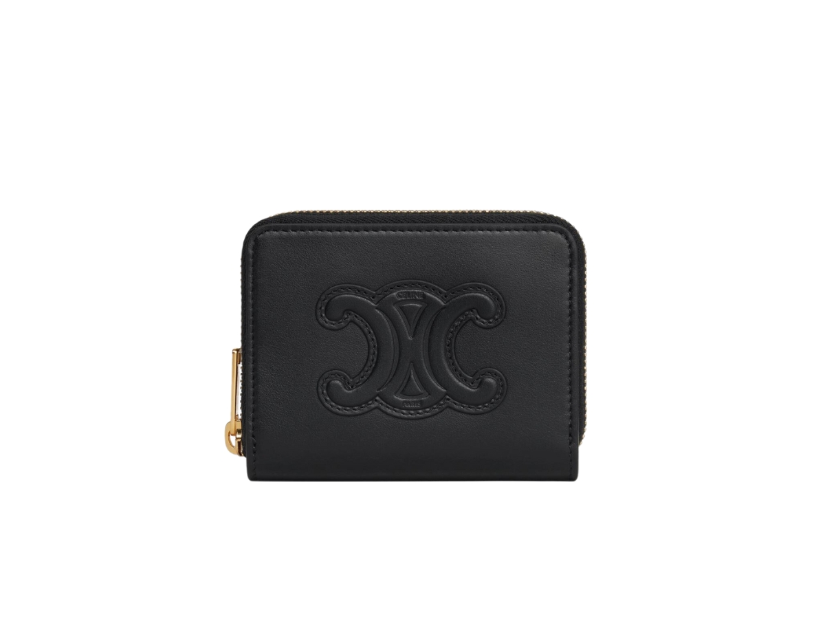Celine Compact Zipped Wallet Cuir Triomphe In Smooth Calfskin With Gold ...