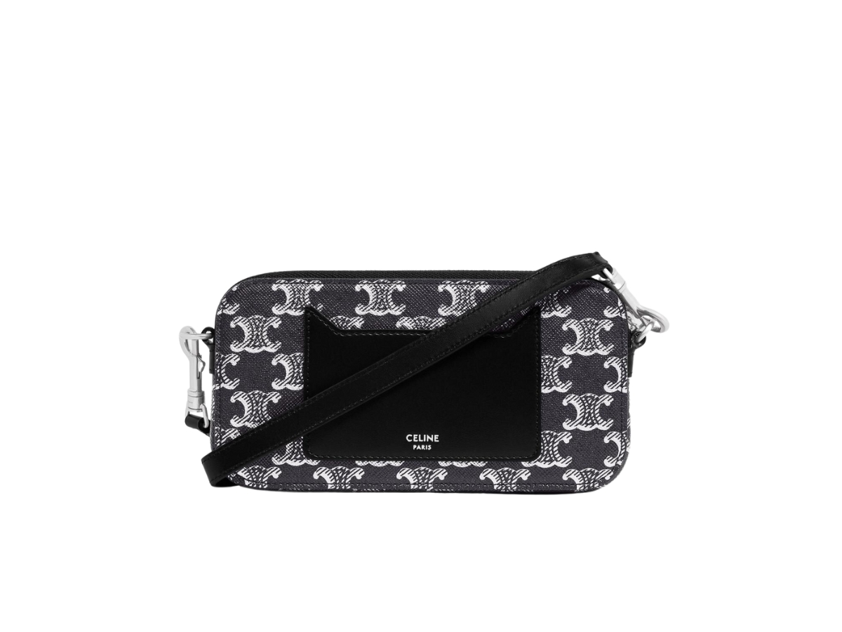 SASOM | กระเป๋า Celine Horizontal Pouch In Triomphe Canvas And Calfskin With Silver Finishing ...