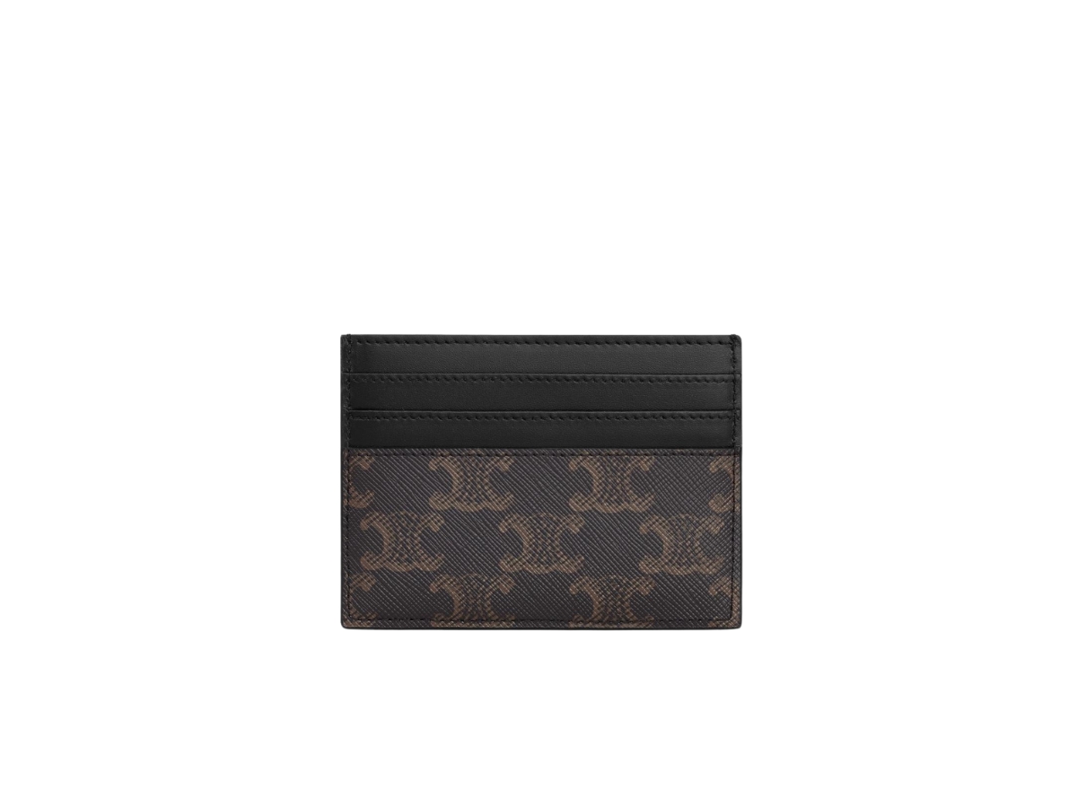 Celine Large Card Holder In Triomphe Canvas And Calfskin Black