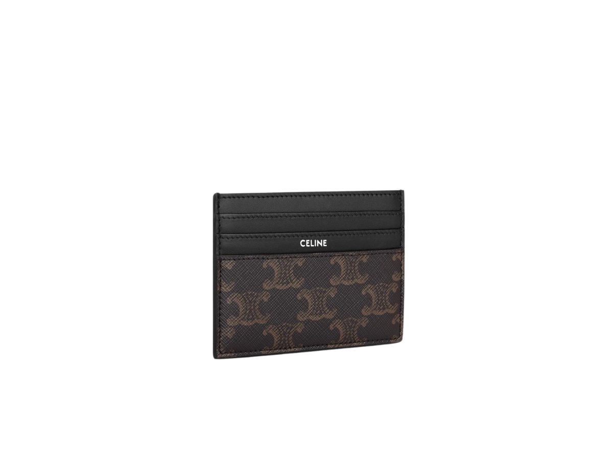 Celine Large Card Holder In Triomphe Canvas And Calfskin Black