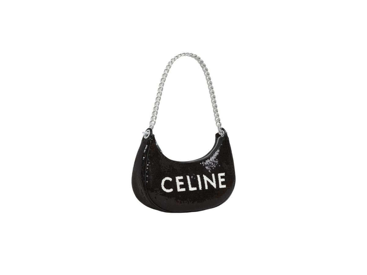 Celine Medium Ava Chain In Sequins With Celine Black White