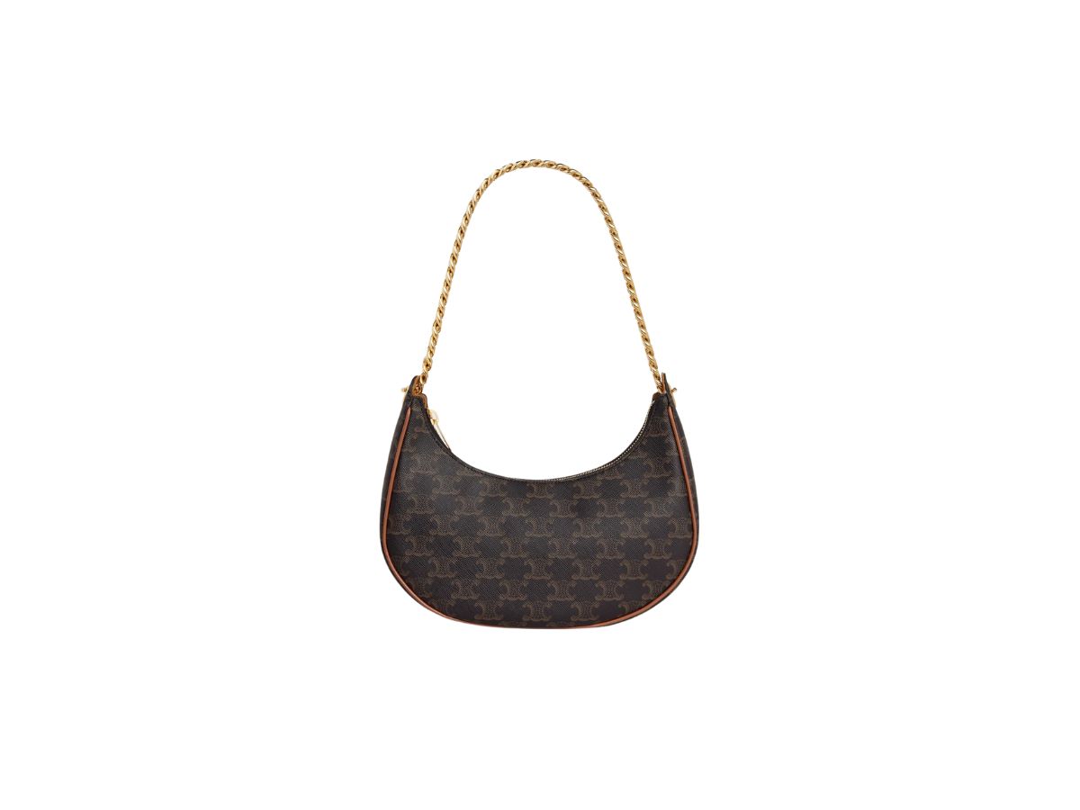 Celine Medium Ava Chain In Triomphe Canvas And Calfskin Tan
