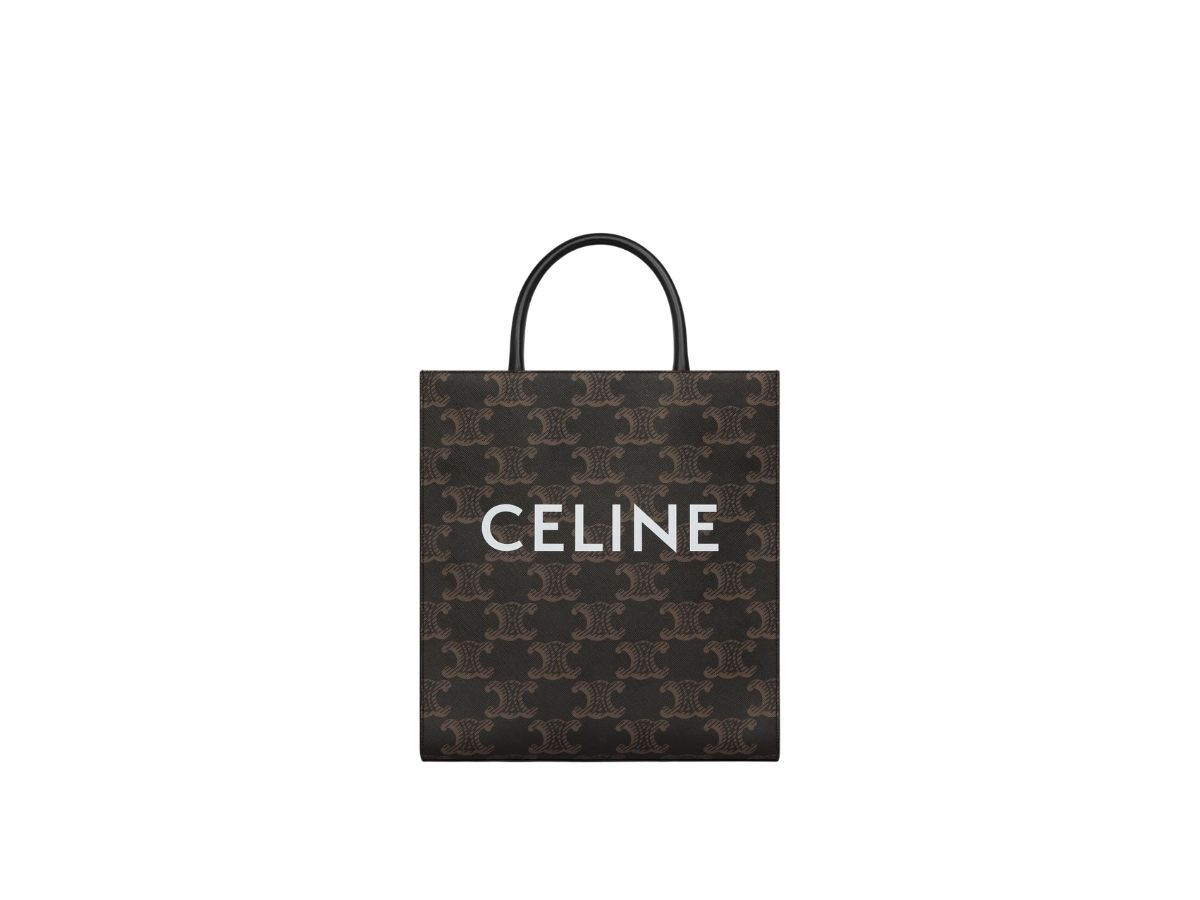 Celine Medium Vertical Cabas In Triomphe Canvas XL With Celine Print Black