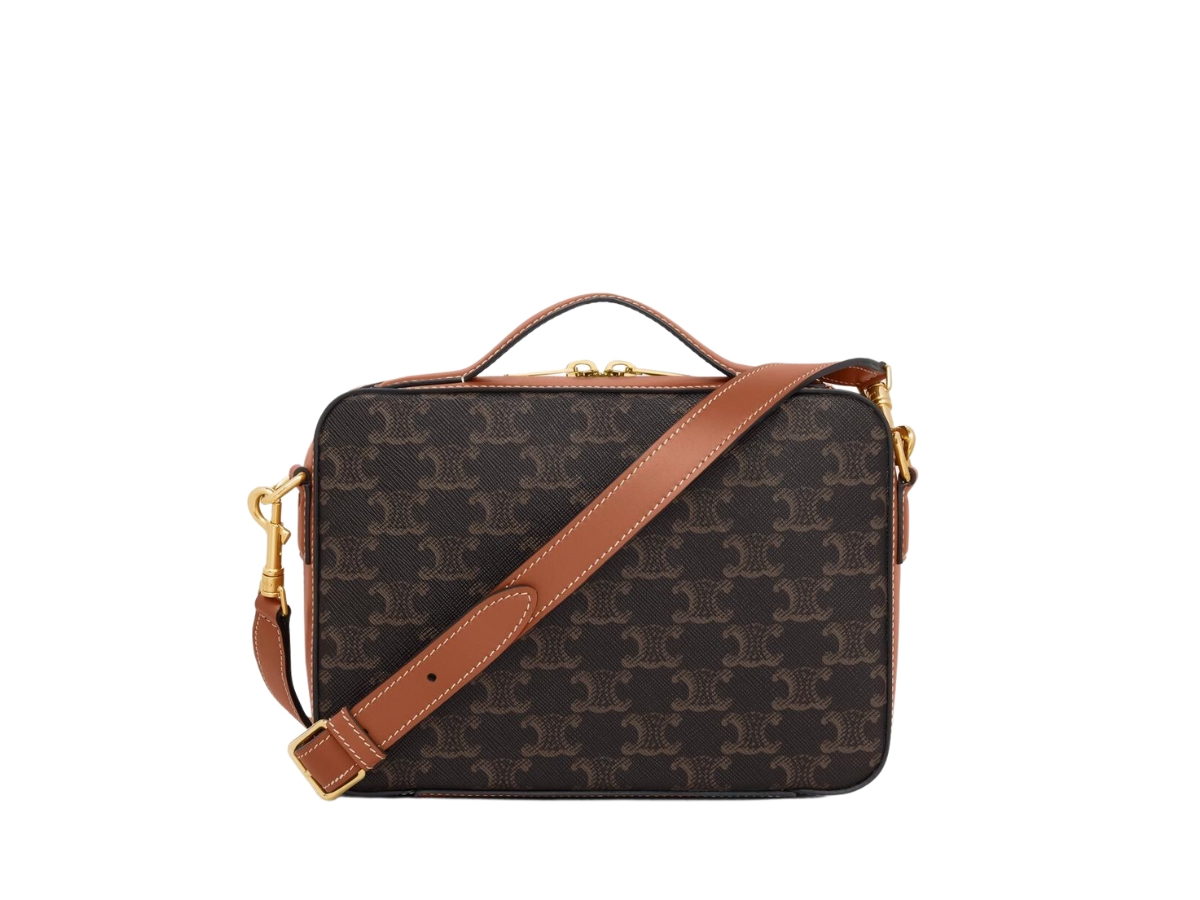 Celine Messenger Box In Triomphe Canvas And Calfskin With Gold ...