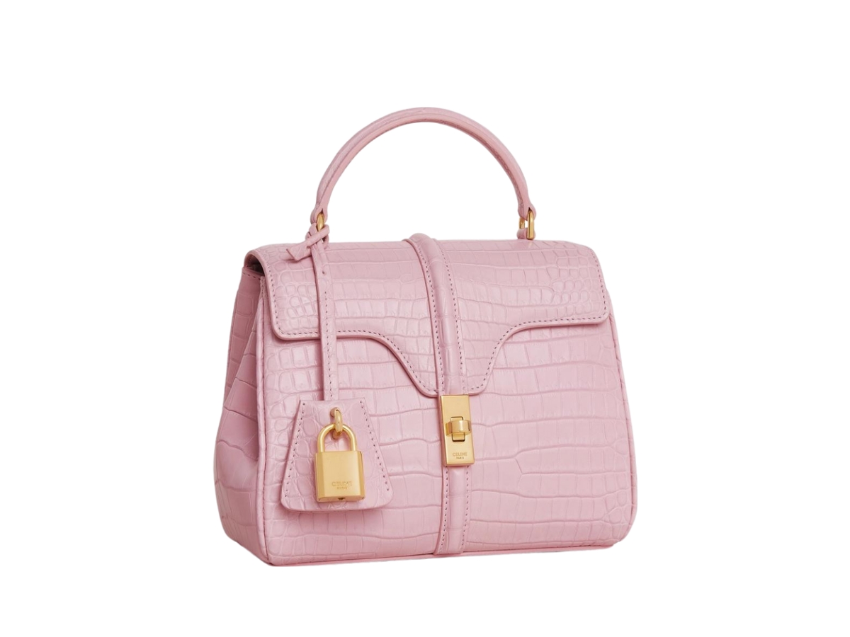 Celine Mini 16 Bag In Crocodile And Lambskin Lining With Gold Finishing ...