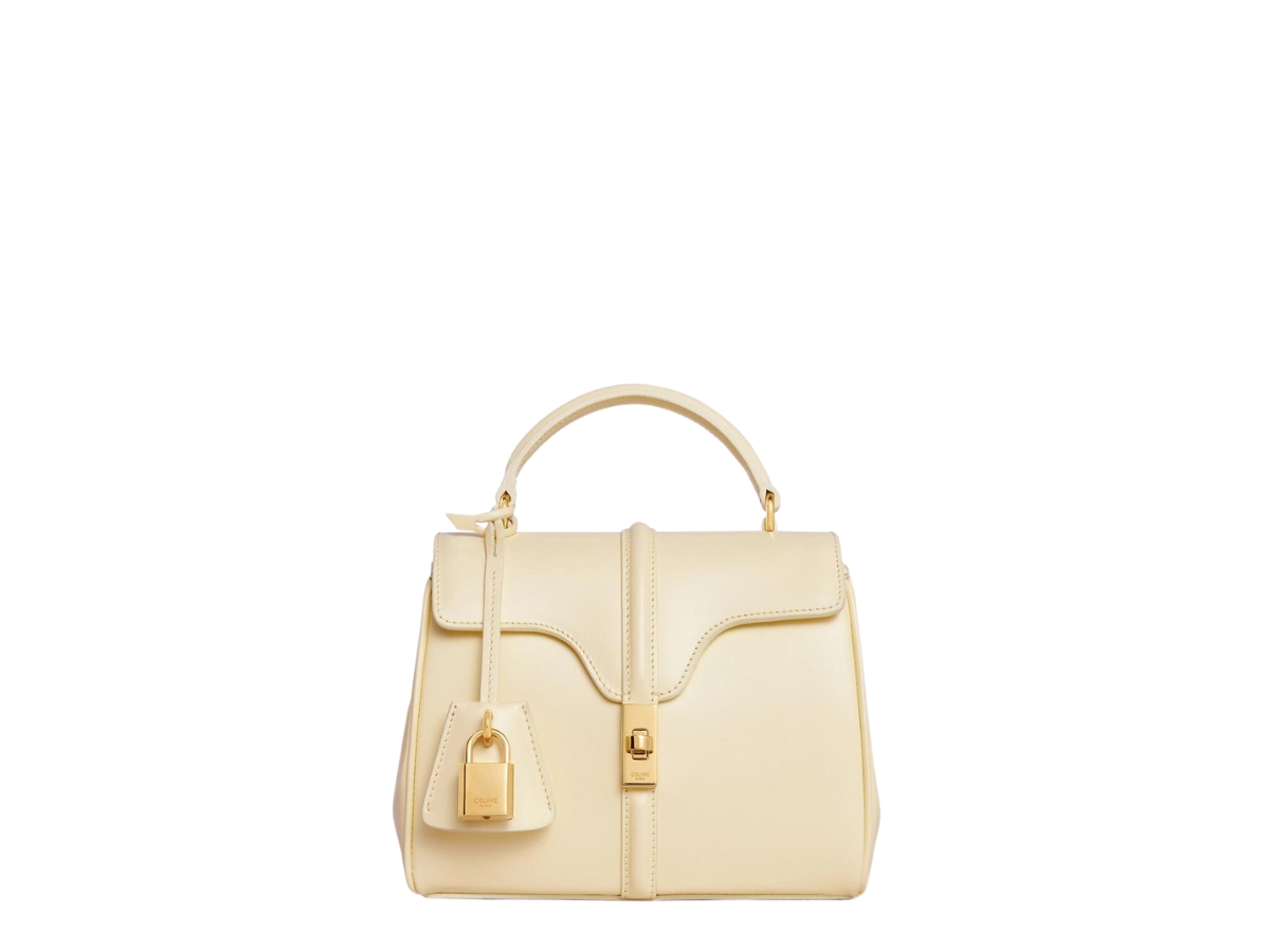 Celine Mini 16 In Satinated Calfskin With Gold Finishing Soft Yellow