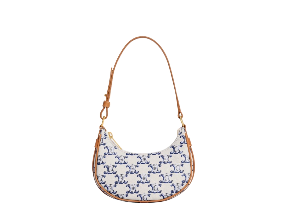 Celine Mini Ava In Triomphe Canvas With Gold Finishing Blue
