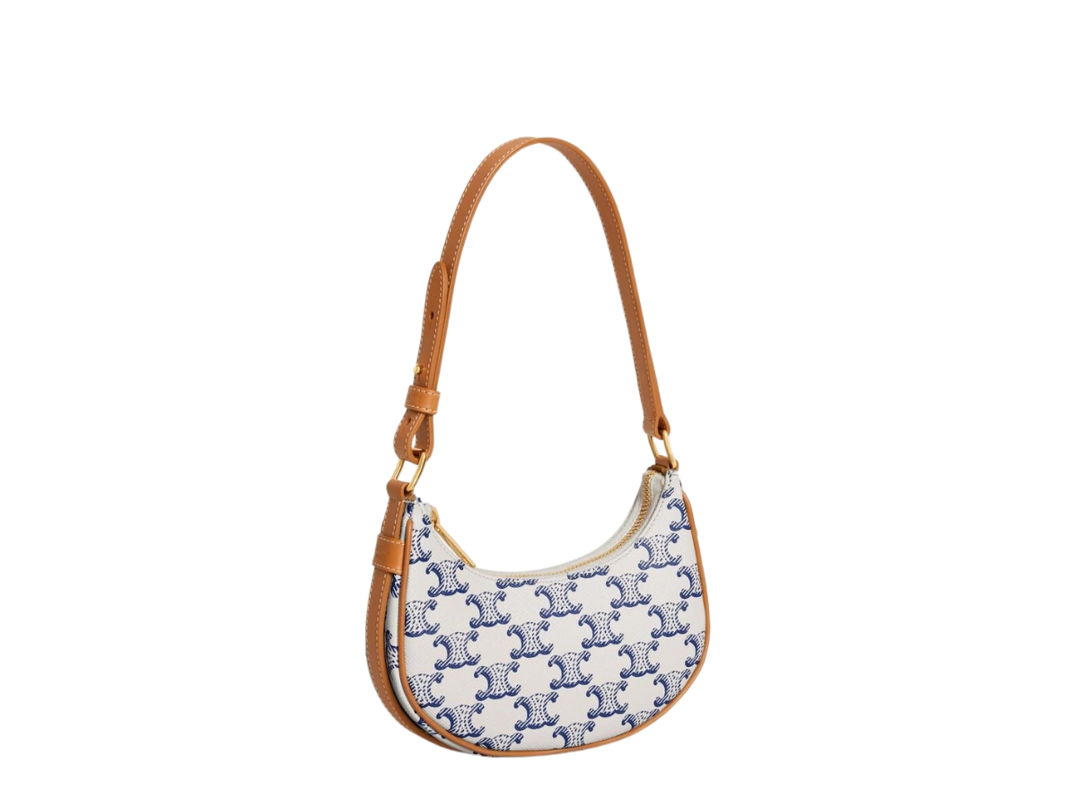 Celine Mini Ava In Triomphe Canvas With Gold Finishing Blue