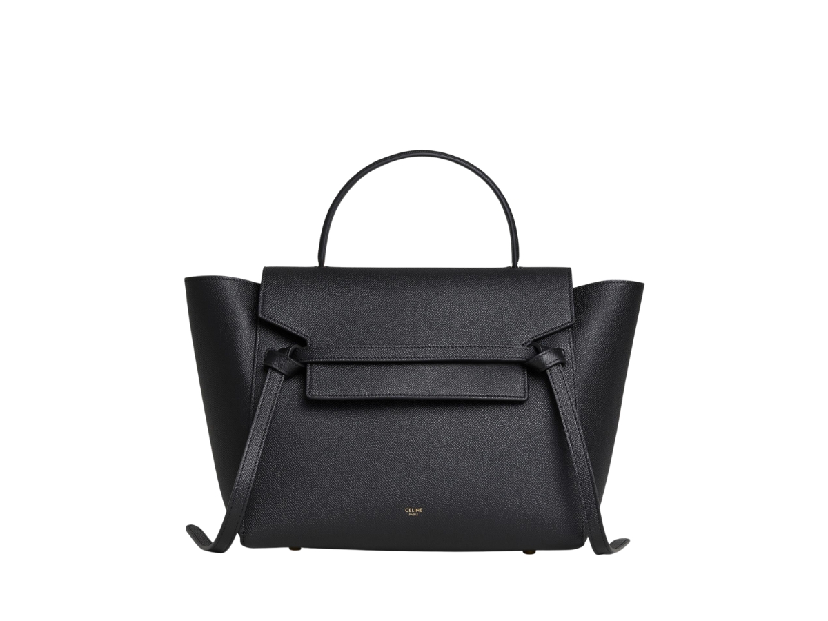 Celine Mini Belt Bag In Grained Calfskin With Gold Finishing Black