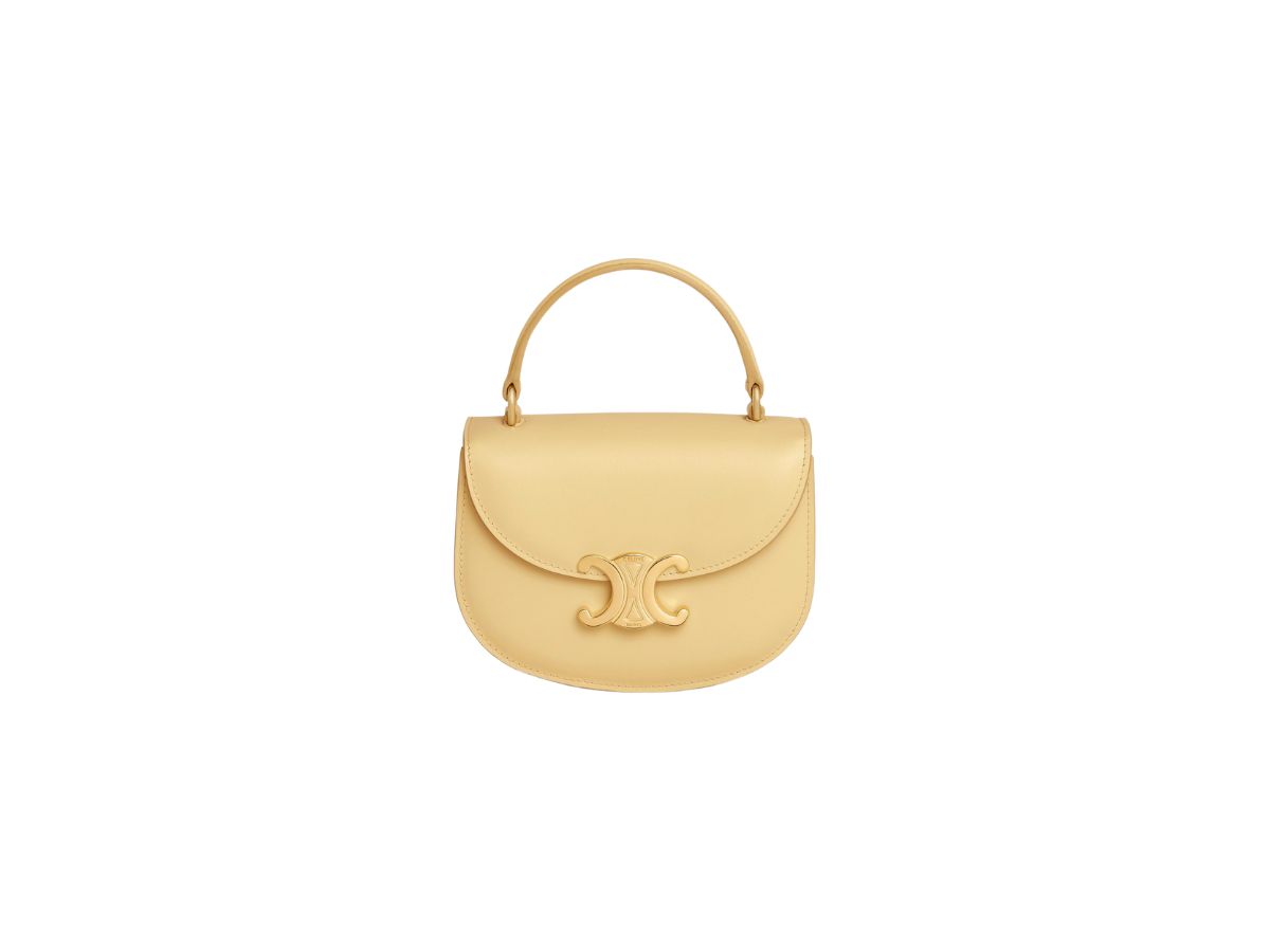 Celine Mini Besace Triomphe In Shiny Calfskin Pollen