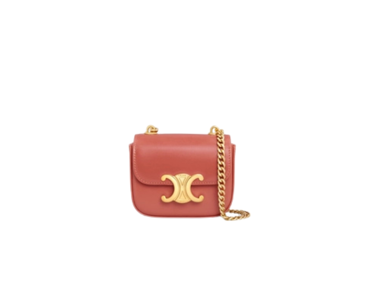 Celine Mini Chain Claude In Shiny Calfskin With Gold Finishing Hardware ...