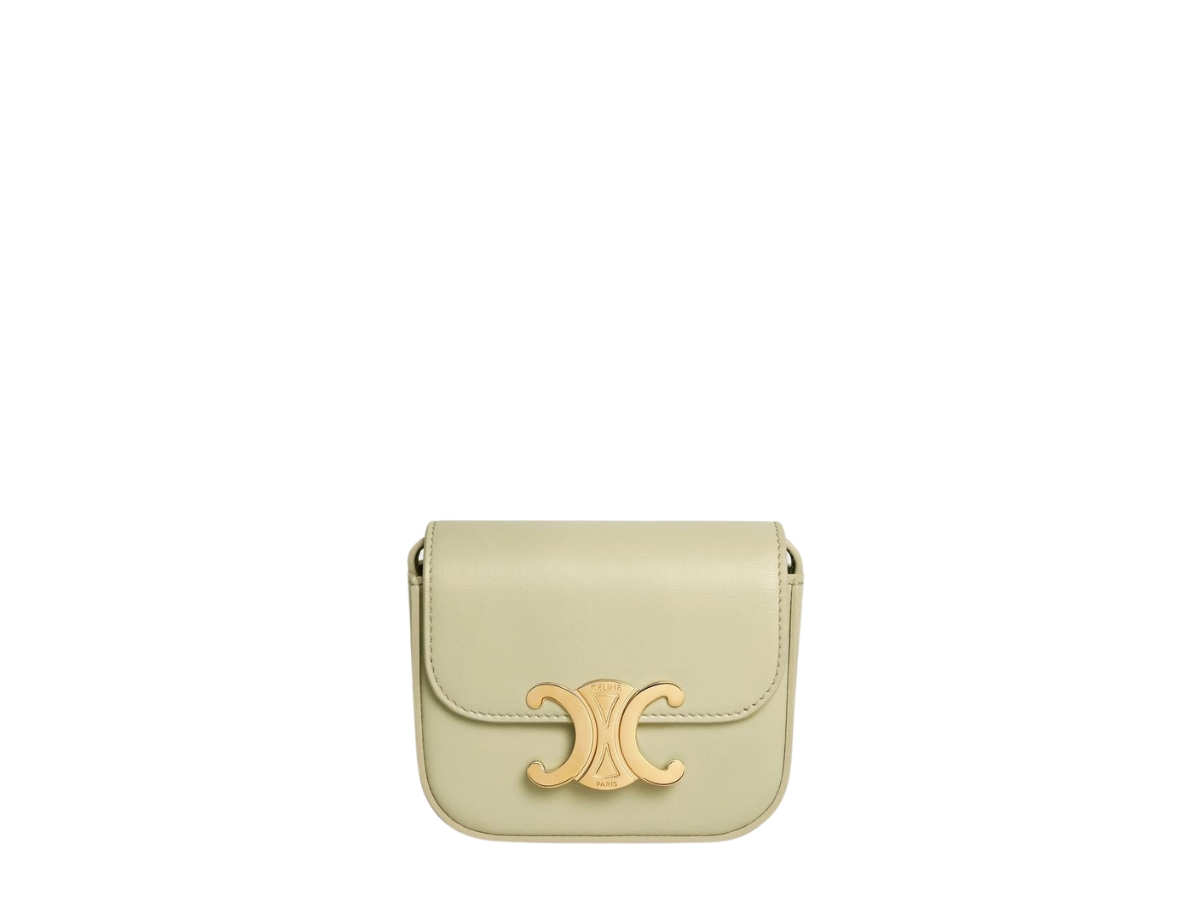 Celine Mini Claude In Shiny Calfskin With Gold Finish Hardware Almond Green
