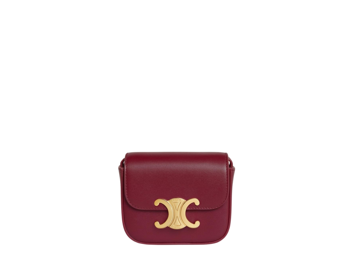 Celine Mini Claude In Shiny Calfskin With Gold Finish Hardware Carmin