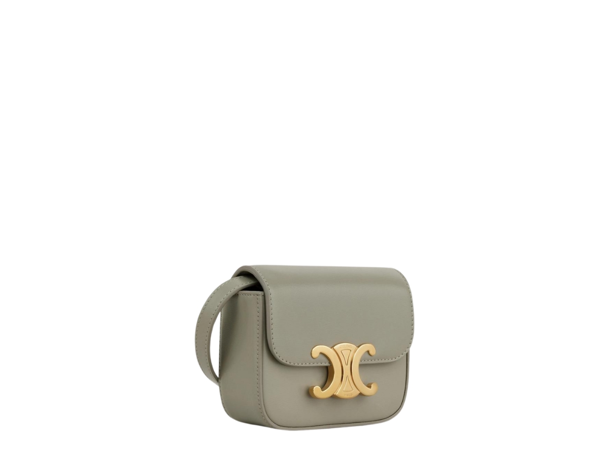 Celine Mini Claude In Shiny Calfskin With Gold Finish Hardware Green Clay