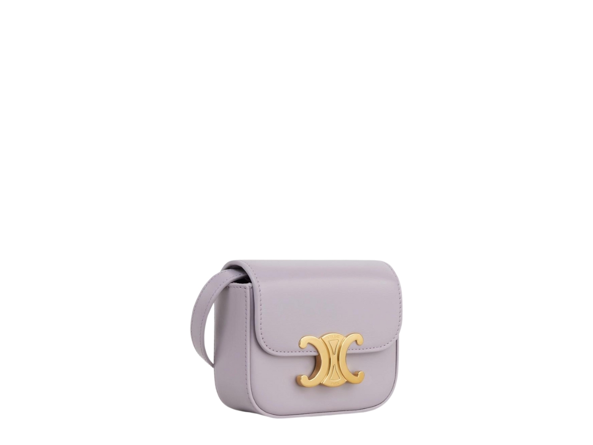 Celine Mini Claude In Shiny Calfskin With Gold Finish Hardware Light Lilac