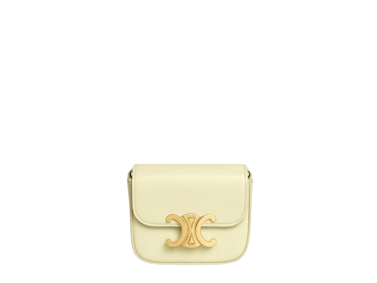 Celine Mini Claude In Shiny Calfskin With Gold Finish Hardware Light Yellow
