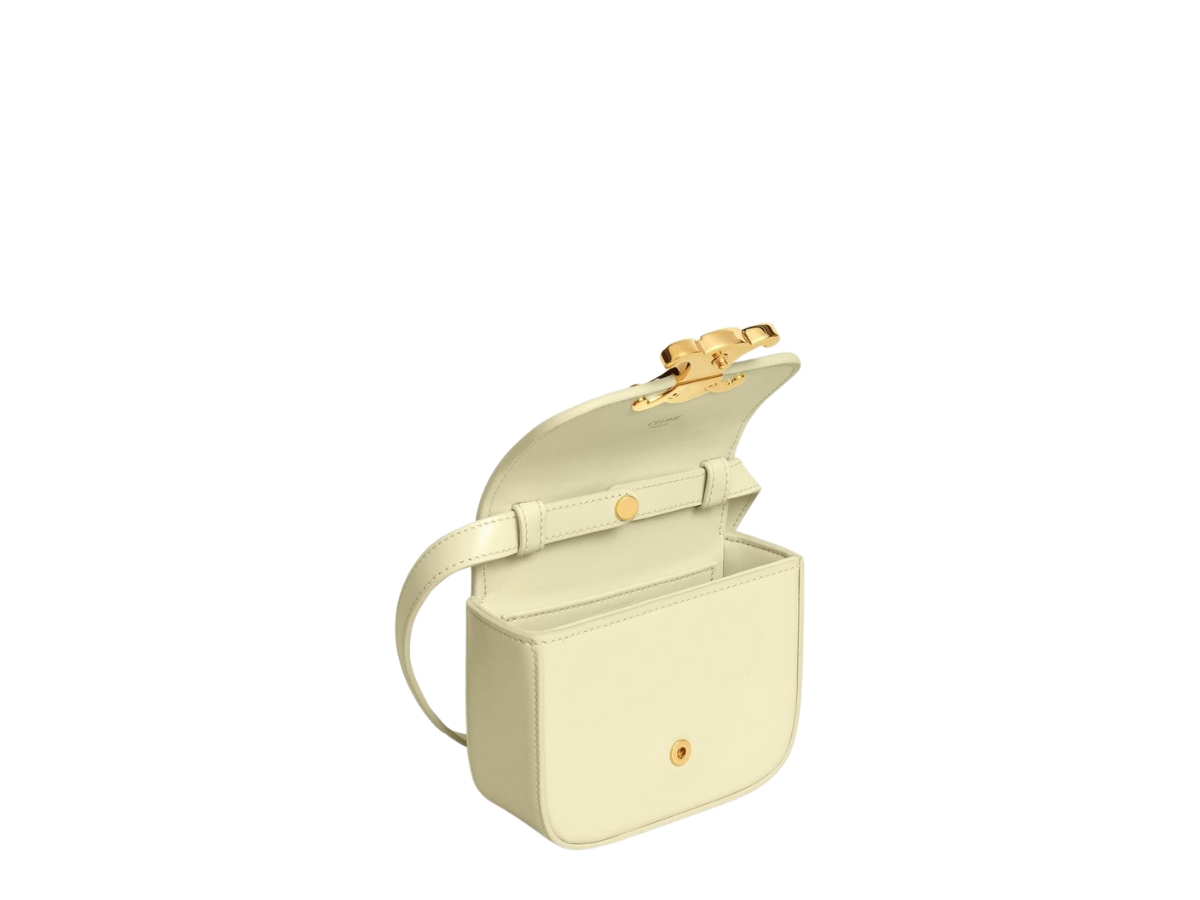 Celine Mini Claude In Shiny Calfskin With Gold Finish Hardware Light Yellow