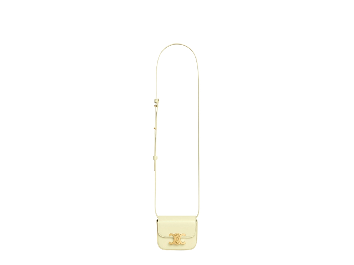 Celine Mini Claude In Shiny Calfskin With Gold Finish Hardware Light Yellow