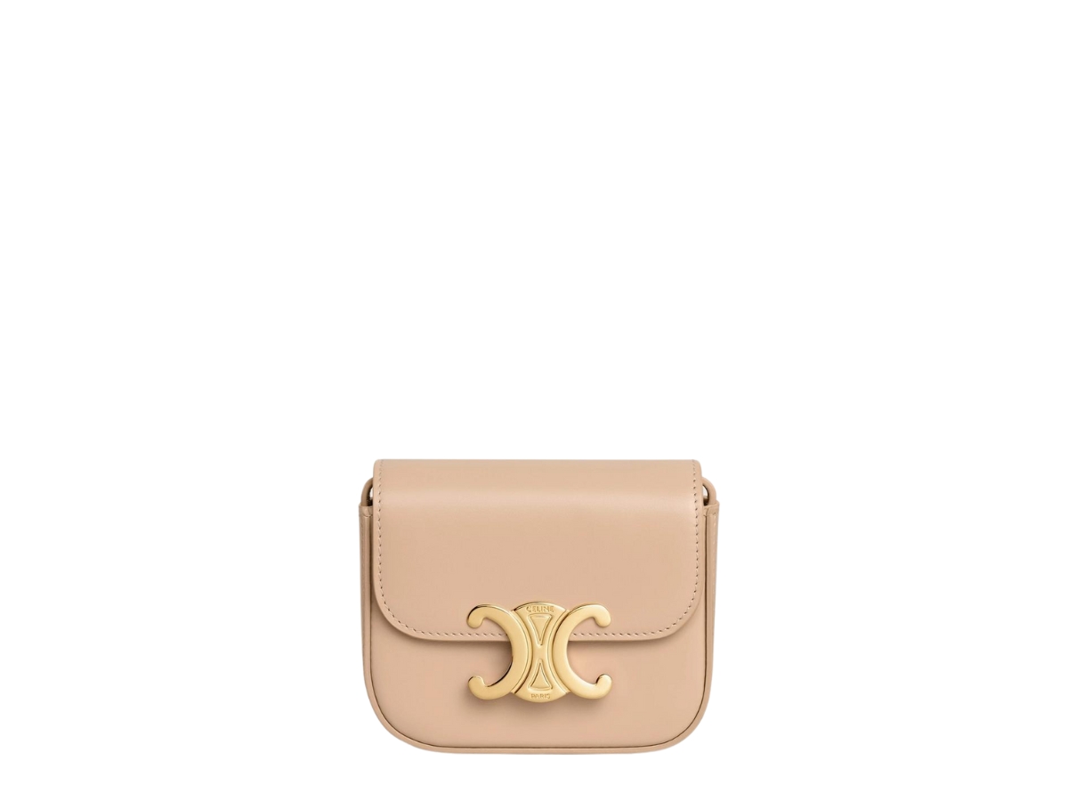 Celine Mini Claude In Shiny Calfskin With Gold Finish Hardware Oat Beige