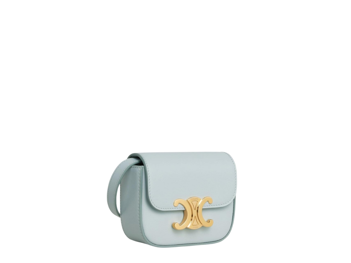 Celine Mini Claude In Shiny Calfskin With Gold Finish Hardware Soft Blue