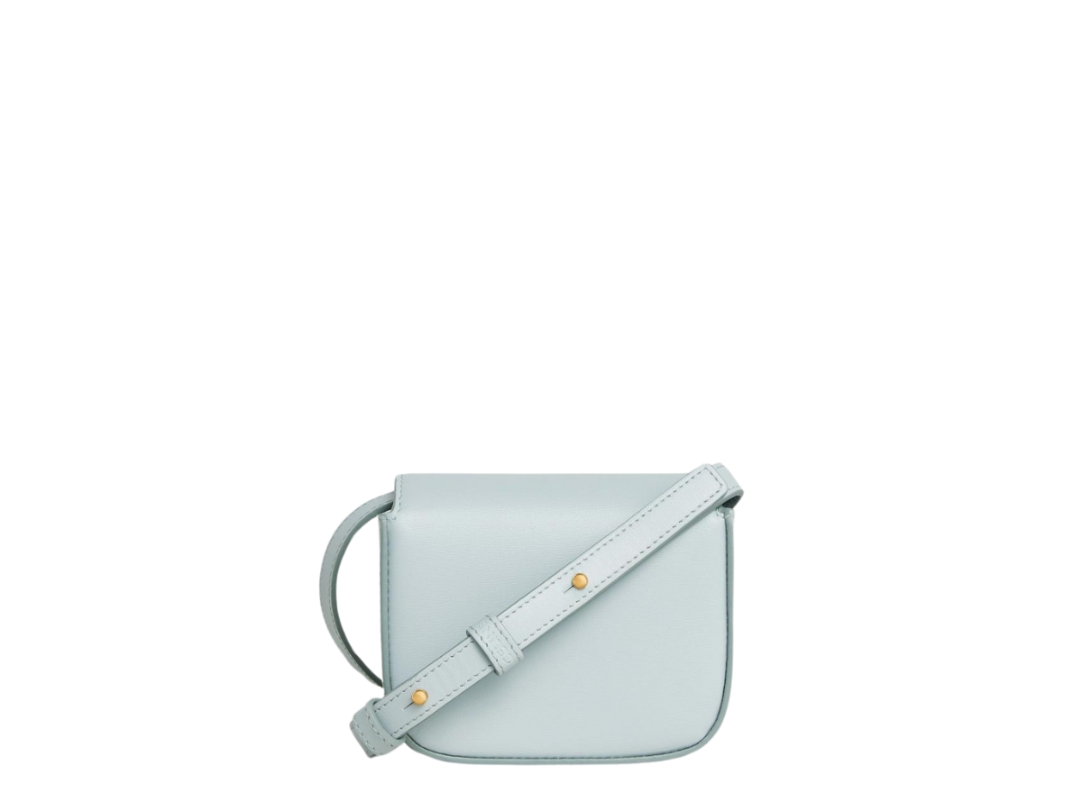 Celine Mini Claude In Shiny Calfskin With Gold Finish Hardware Soft Blue