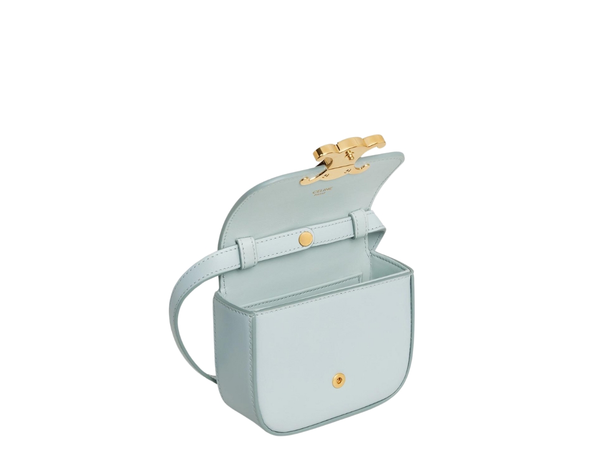 Celine Mini Claude In Shiny Calfskin With Gold Finish Hardware Soft Blue