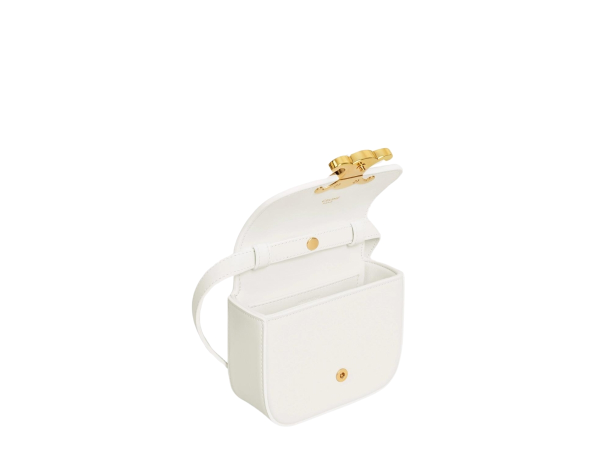 Celine Mini Claude In Shiny Calfskin With Gold Finish Hardware White