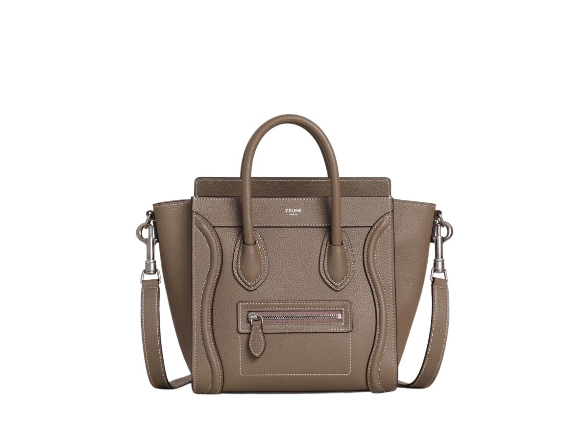 Celine Nano Luggage Bag In Drummed Calfskin With Gold Finishing Souris