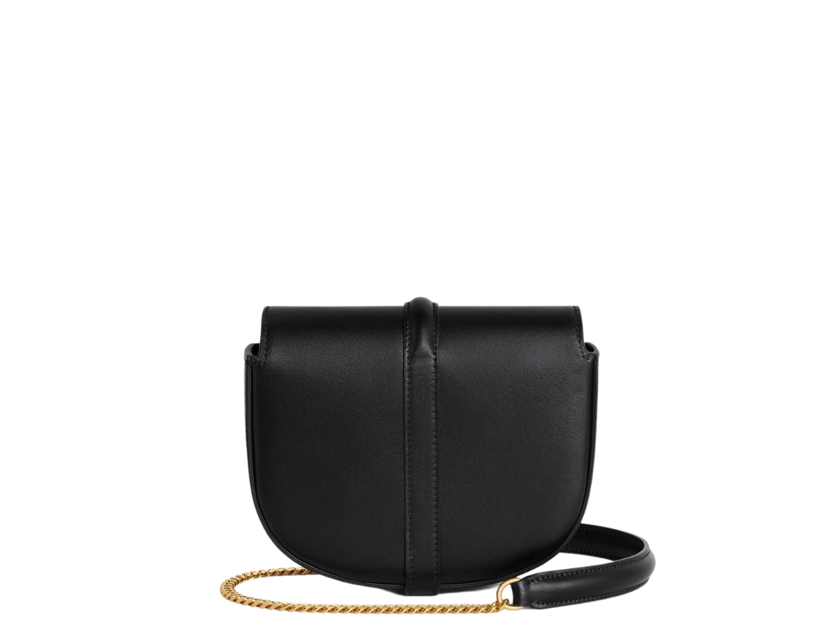 Celine Small 16 Wallet On Chain In Shiny Calfskin With Gold Finishing Black