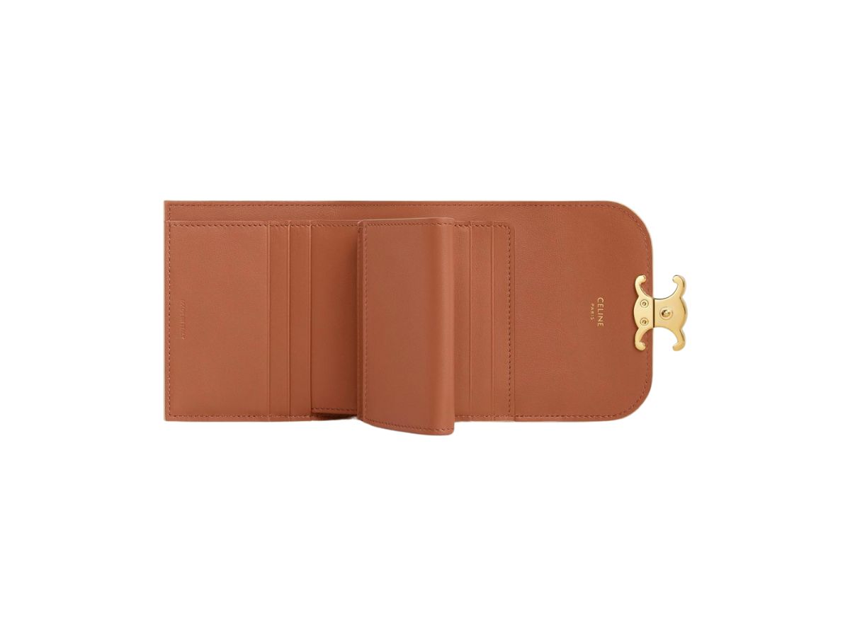 Celine Small Flap Wallet Triomphe In Triomphe Canvas Grege