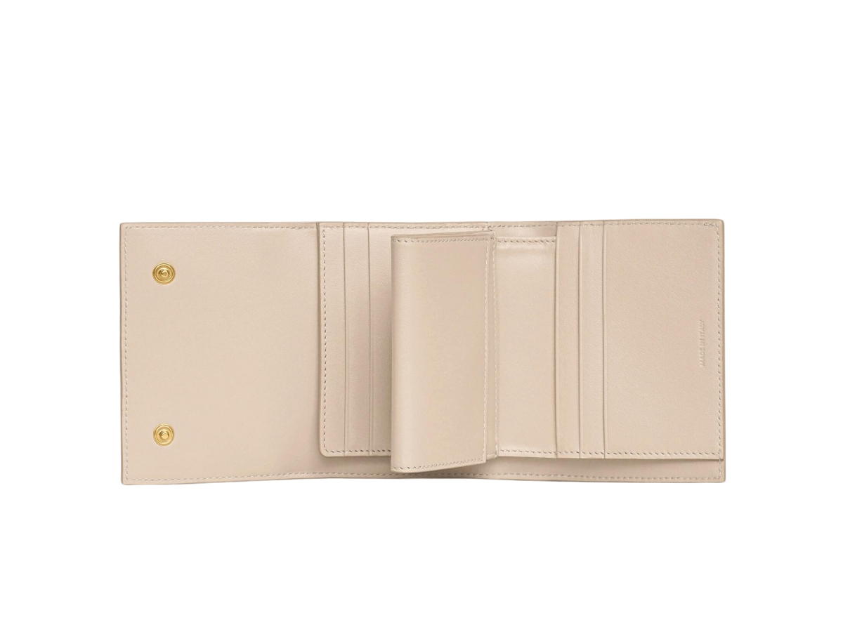 Celine Small Trifold Wallet In Grained Calfskin With Gold Finishing Nude