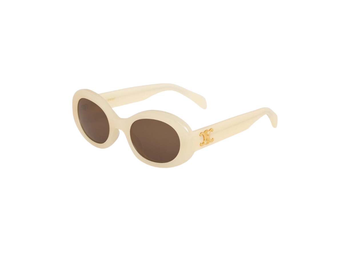 Celine Triomphe 01 Sunglasses In Acetate Milky Light Orange With Brown ...