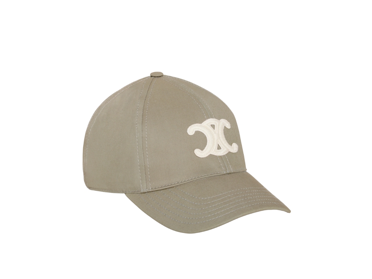 Celine Triomphe Baseball Cap In Cotton Kaki Light | ของแท้