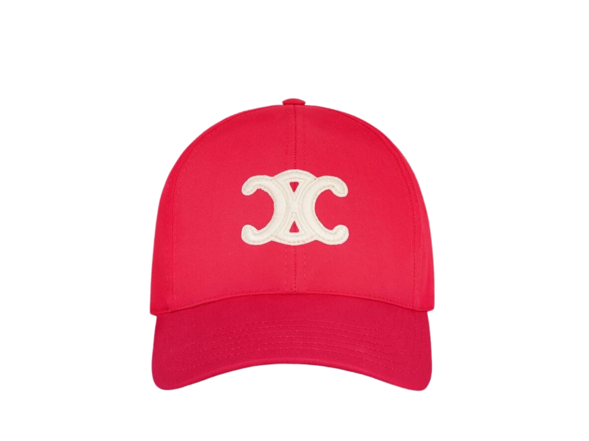 Buy Celine Triomphe Baseball Cap In Cotton Rouge Vif | SASOM