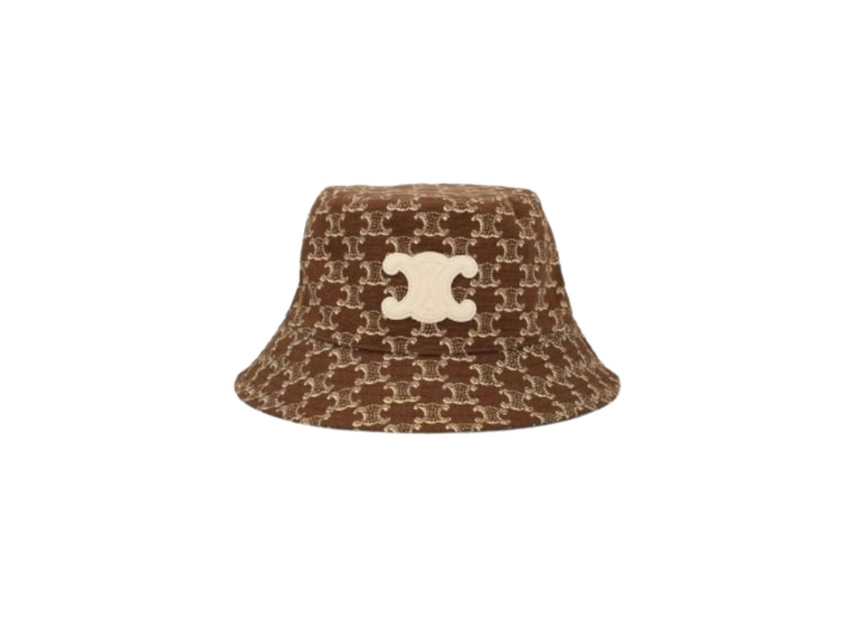 Celine Triomphe Bucket Hat In Monogram Canvas Tan | ของแท้