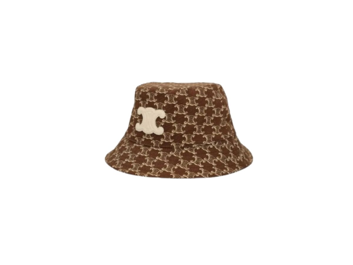 Celine Triomphe Bucket Hat In Monogram Canvas Tan | ของแท้