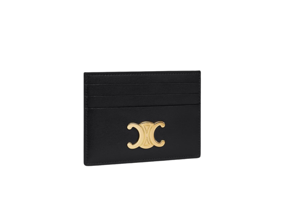 Celine Triomphe Card Holder in Shiny Calfskin Black