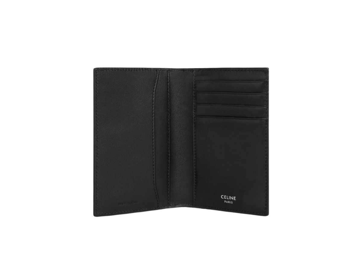 Celine Vertical Card Holder In Triomphe Canvas Black