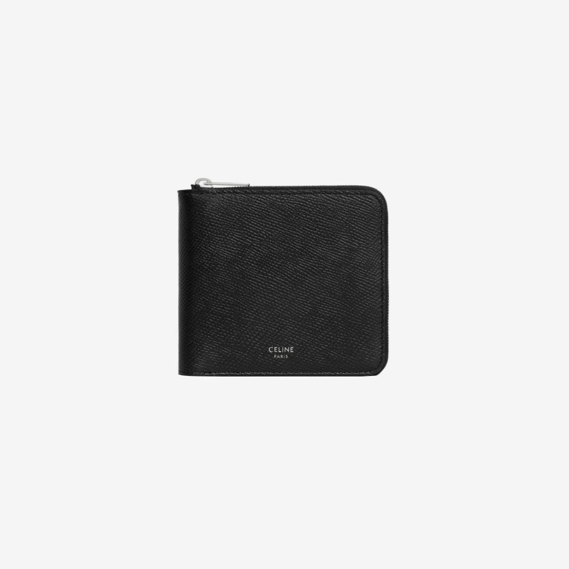 Celine Zipped Bi-Fold Wallet in Grained Calfskin Black