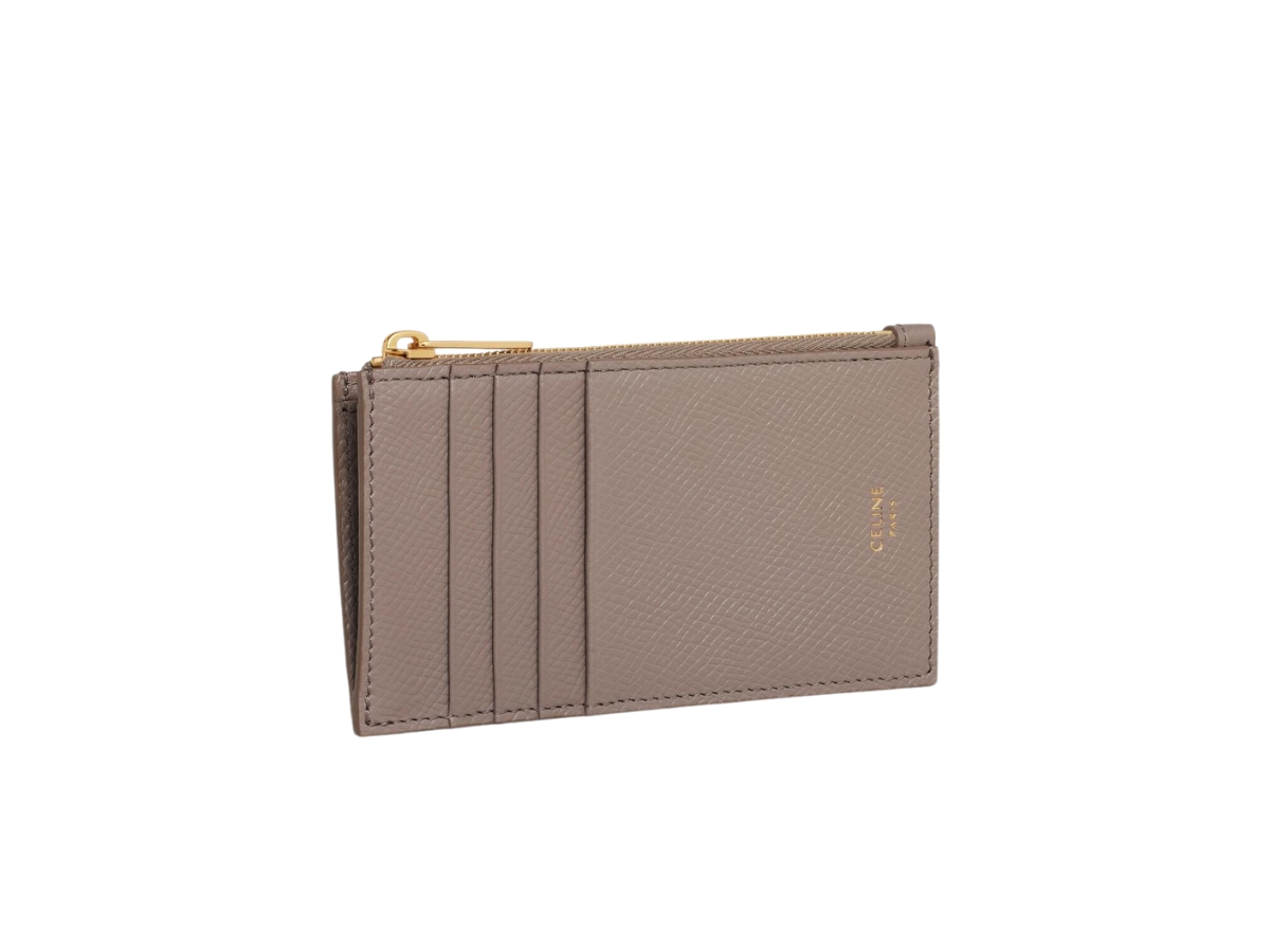 Celine Zipped Compact Card Holder Essentials In Grained Calfskin With ...
