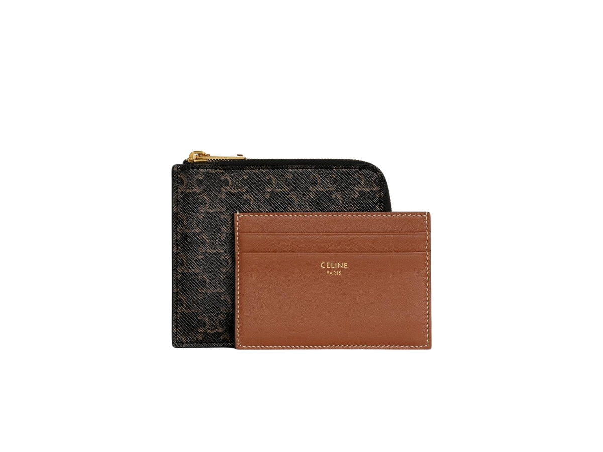 SASOM | bags Celine Zipped Purse With Removable Card Holder In Triomphe Canvas And Lambskin Tan ...